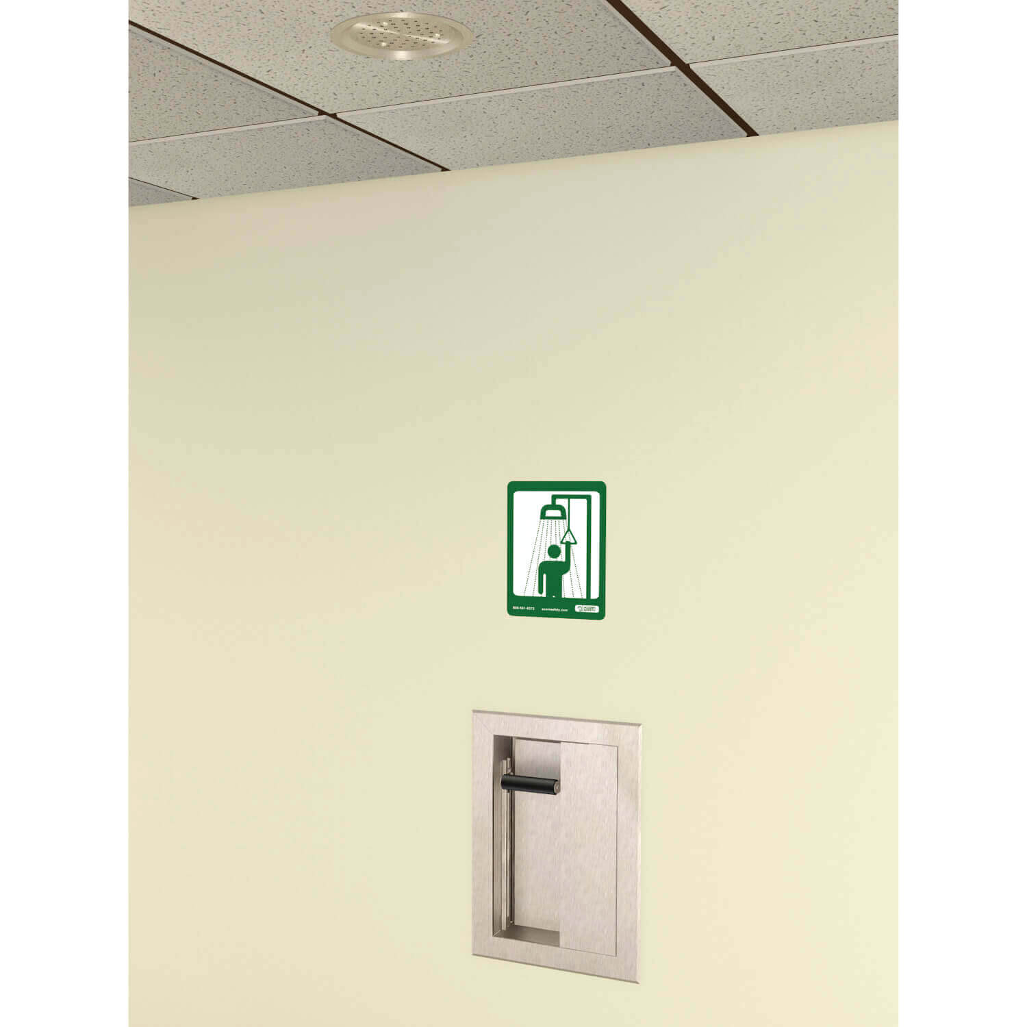 S3200-RA- Stainless Steel Ceiling Safety Shower, Recessed Activation ...